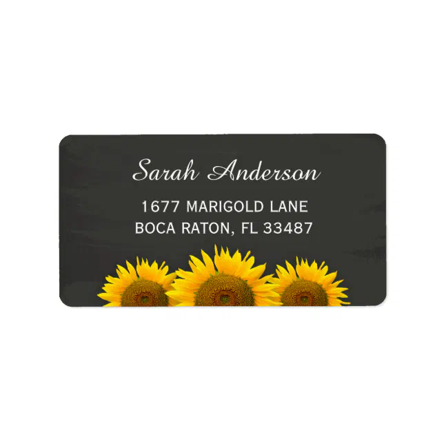 Rustic Country Sunflowers Classy Chalkboard Label | Zazzle