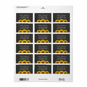 Rustic Country Sunflowers Classy Chalkboard Label | Zazzle