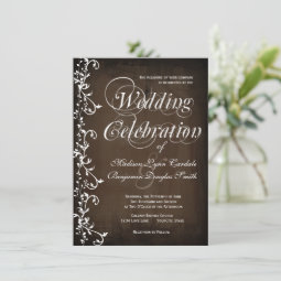 Rustic Country Swirls Brown Wedding Invitations | Zazzle