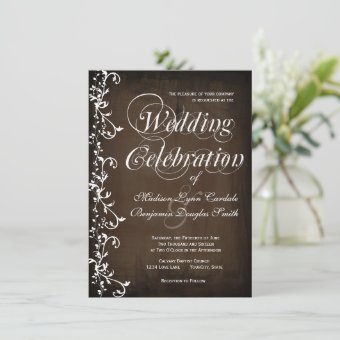 Rustic Country Swirls Brown Wedding Invitations | Zazzle