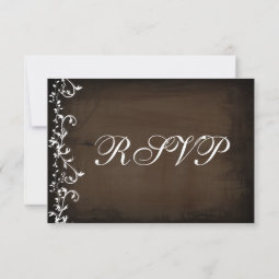 Rustic Country Swirls Brown Wedding RSVP Cards | Zazzle