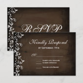 Rustic Country Swirls Brown Wedding RSVP Cards | Zazzle