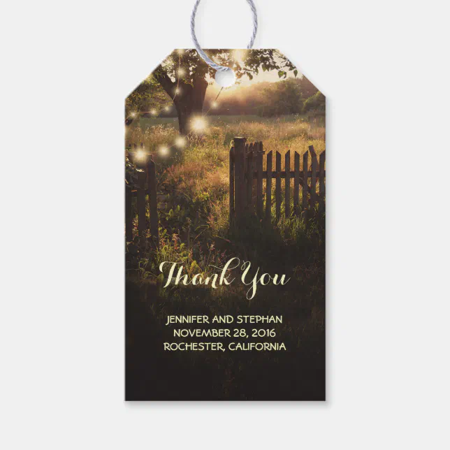 Rustic Country Tree and Lights Gift Tags | Zazzle