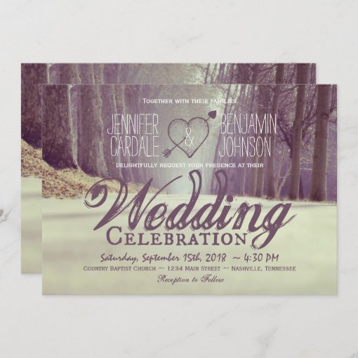 Rustic Country Trees Fall Wedding Invitations | Zazzle