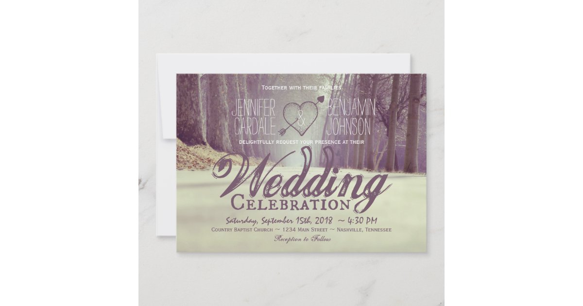Rustic Country Trees Fall Wedding Invitations | Zazzle