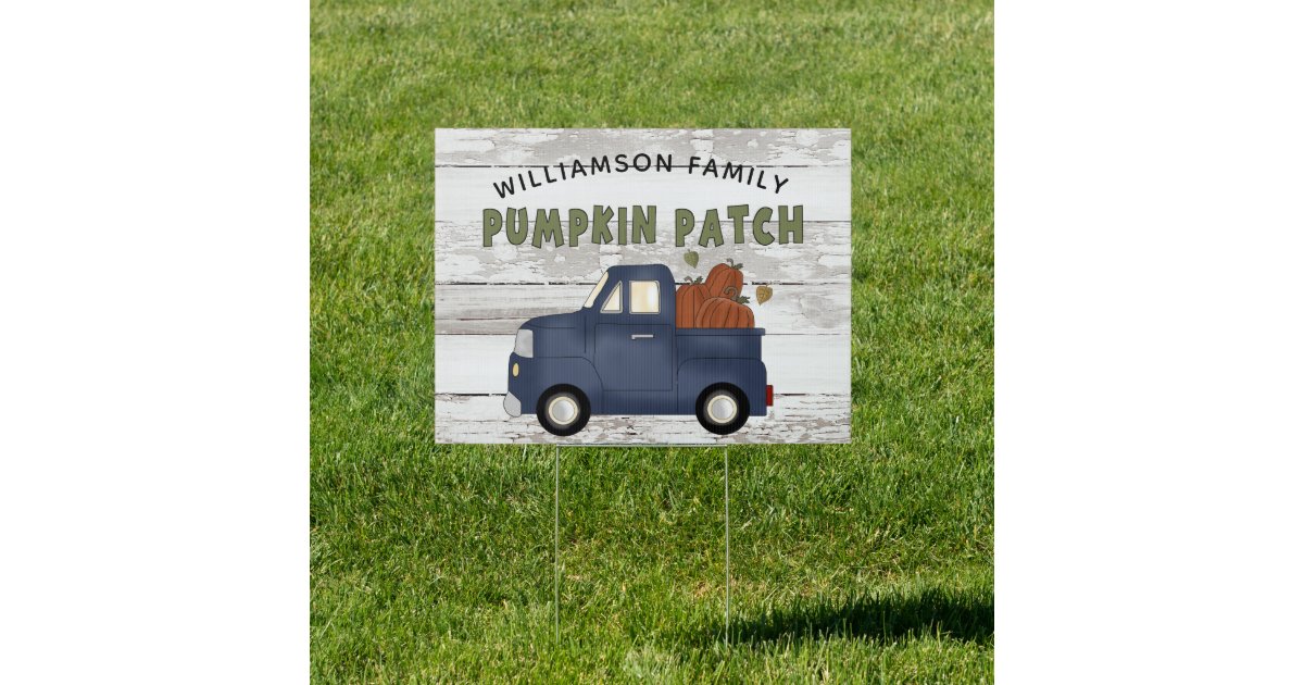 Rustic Country Truck Pumpkin Patch Family Name Sign | Zazzle