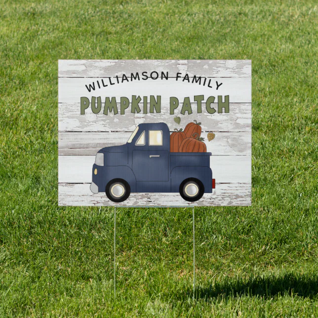 Rustic Country Truck Pumpkin Patch Family Name Sign | Zazzle