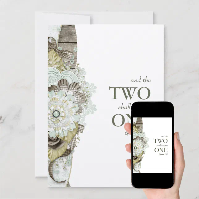 Rustic Country Two Become One Wedding Invitation | Zazzle