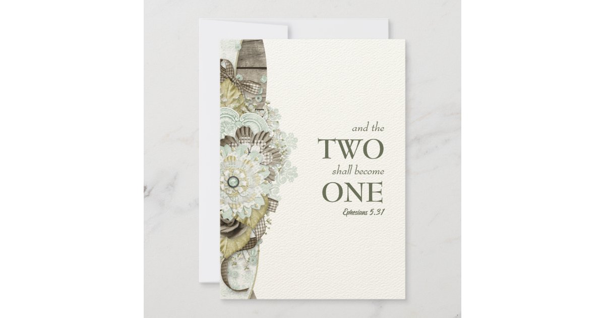 Rustic Country Two Become One Wedding Invitation | Zazzle