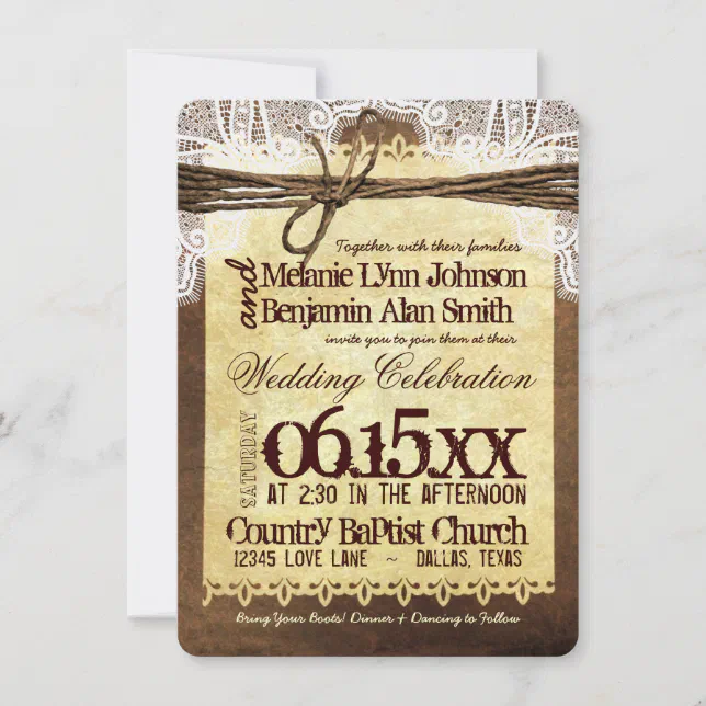 Rustic Country Typography Wedding Invitations | Zazzle
