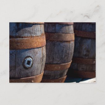Rustic Country Vineyard Wine Barrel Details card | Zazzle
