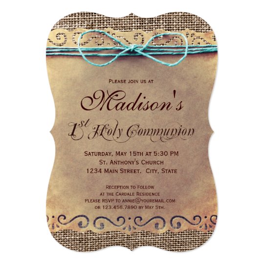 Rustic Country Vintage 1st Communion Invitations | Zazzle.com