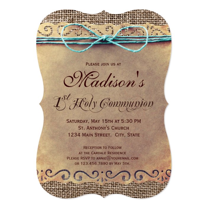 Rustic Country Vintage 1st Communion Invitations | Zazzle.com