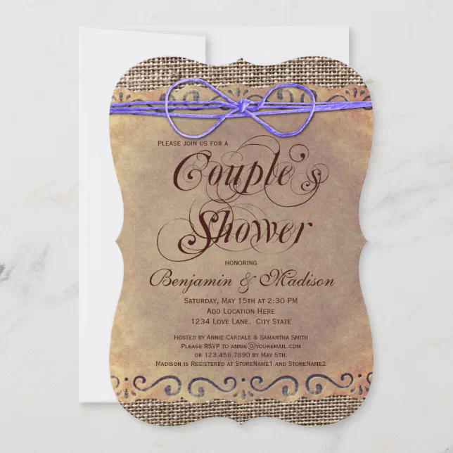 Rustic Country Vintage Couple's Shower Invitations | Zazzle