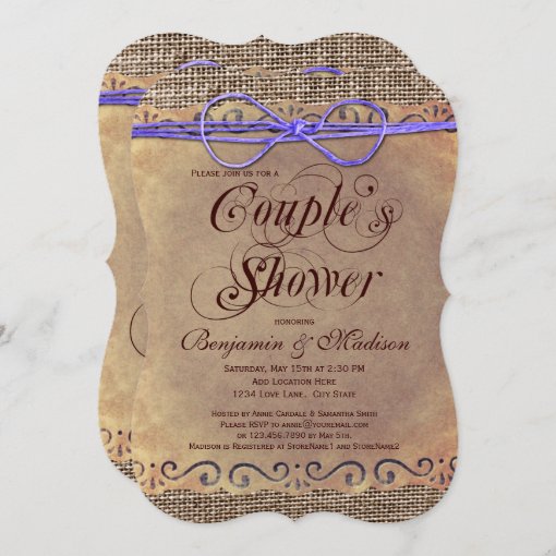 Rustic Country Vintage Couple's Shower Invitations | Zazzle