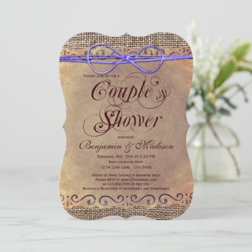 Rustic Country Vintage Couple's Shower Invitations | Zazzle
