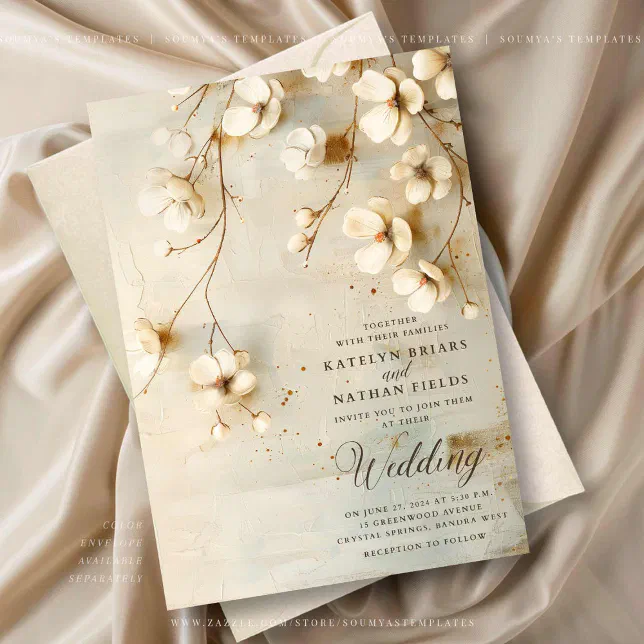Rustic Country Vintage Floral Wedding Invitation | Zazzle