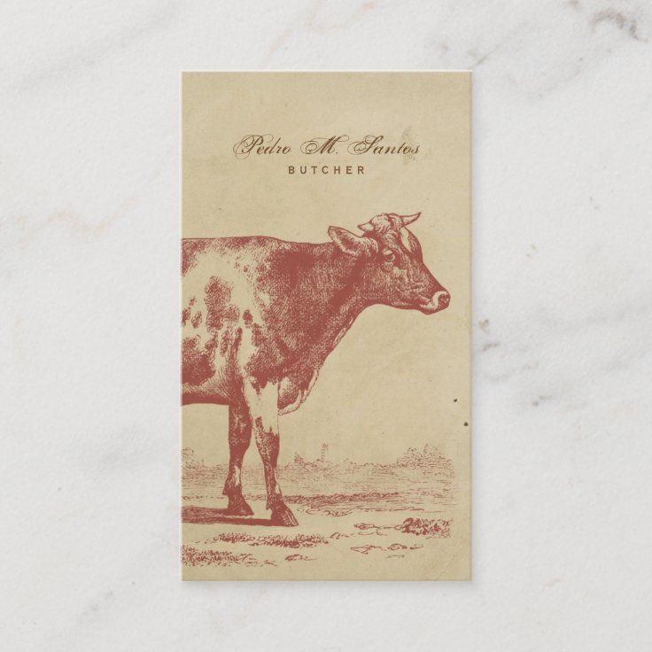 Rustic Country Vintage Milk Cow Simple Cool Animal Business Card | Zazzle