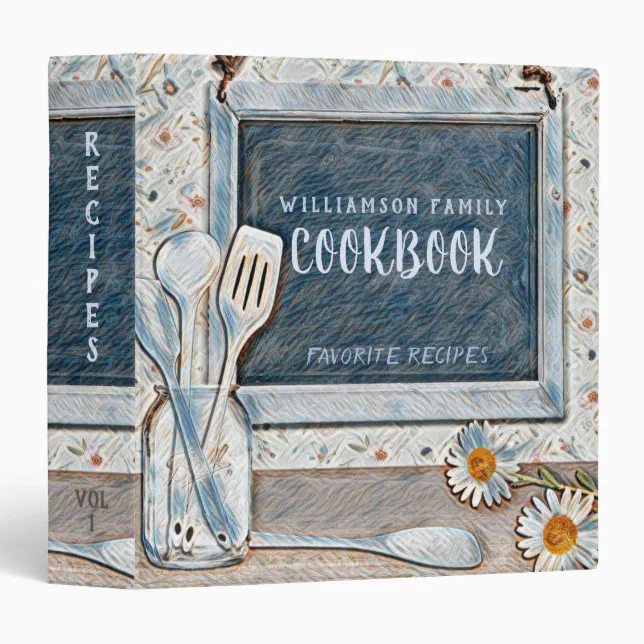 Rustic Country Vintage Retro Recipe Cookbook 3 Ring Binder | Zazzle