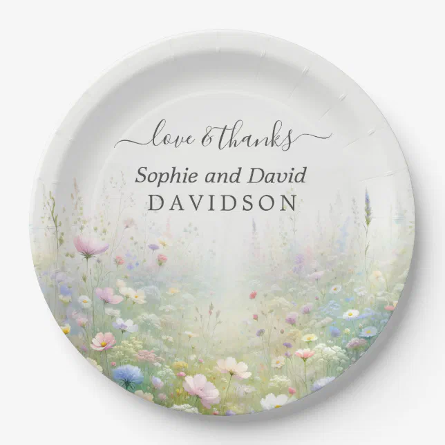 Rustic Country Watercolour Wildflowers Wedding Paper Plates | Zazzle