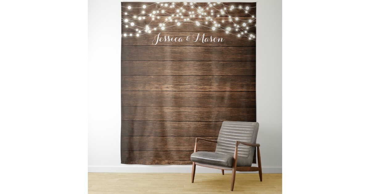 Rustic Country Wedding Backdrop Photo Booth Lights | Zazzle