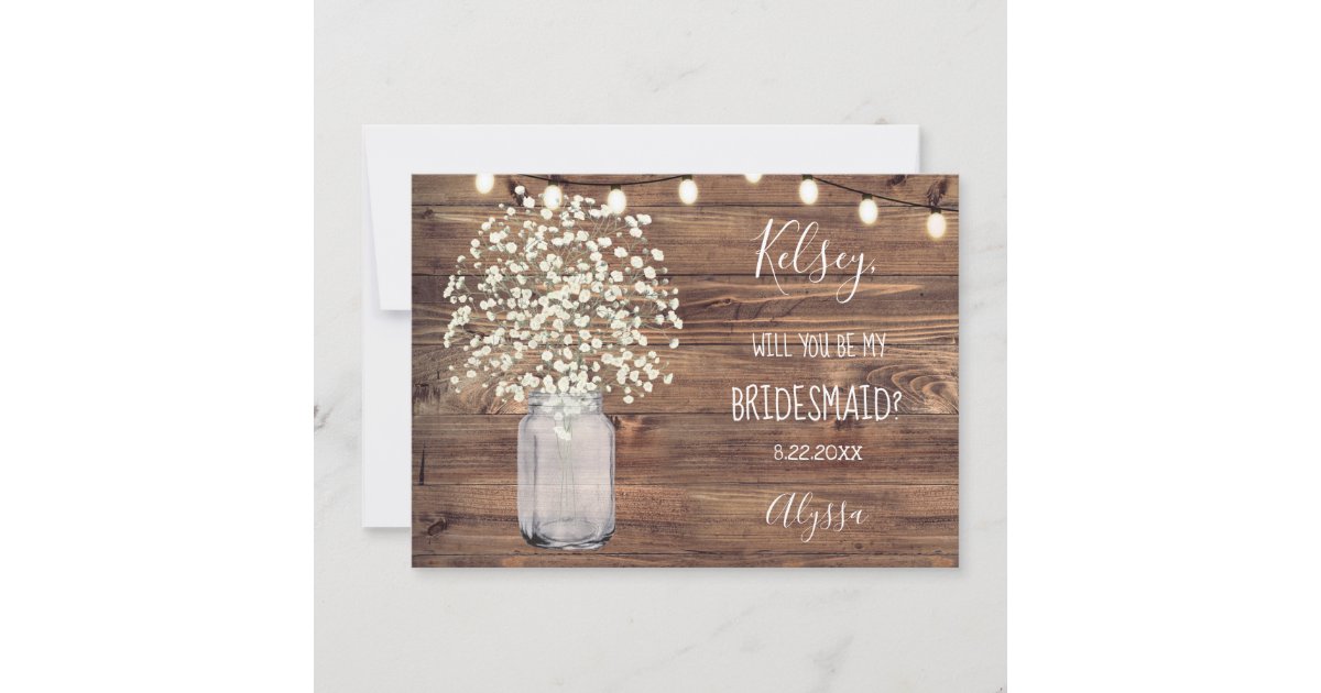 Rustic Country Wedding Bridal Party Proposal Card | Zazzle