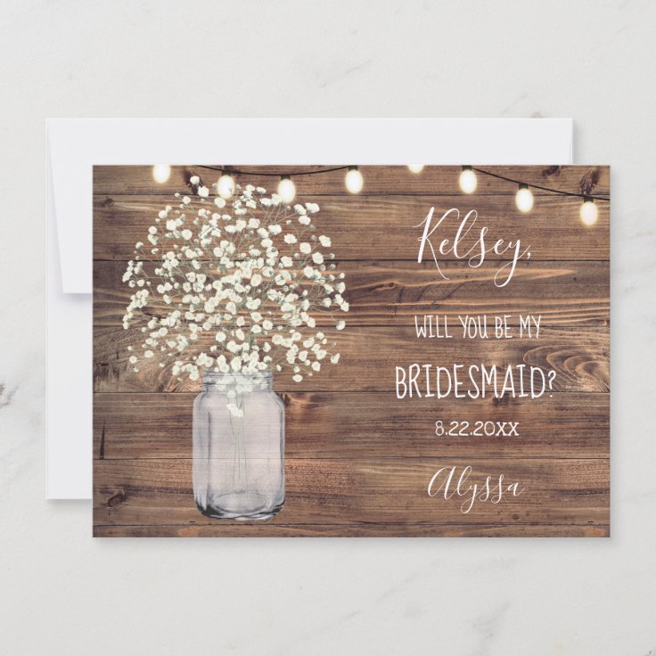 Rustic Country Wedding Bridal Party Proposal Card | Zazzle