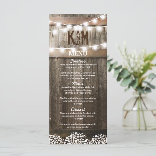 Rustic Country Wedding Menu | Zazzle