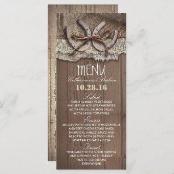 rustic country wedding menu cards | Zazzle