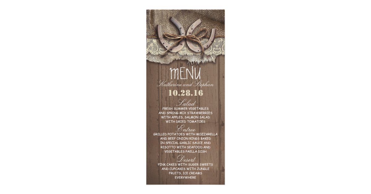 rustic country wedding menu cards | Zazzle.com