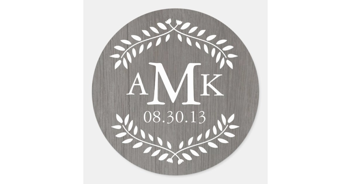 Rustic Country Wedding Monogram Stickers | Zazzle