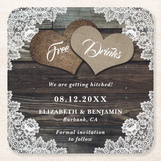 Rustic Country Wedding Save The Date Coasters | Zazzle
