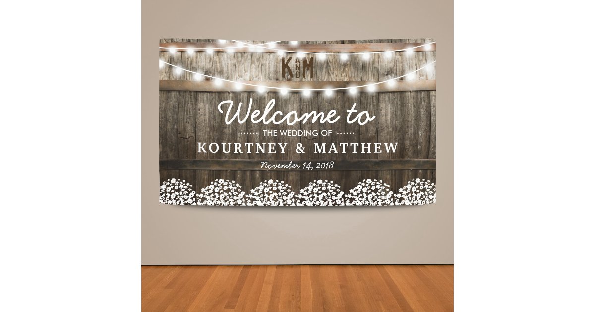 Rustic Country Wedding | String of Lights Banner | Zazzle