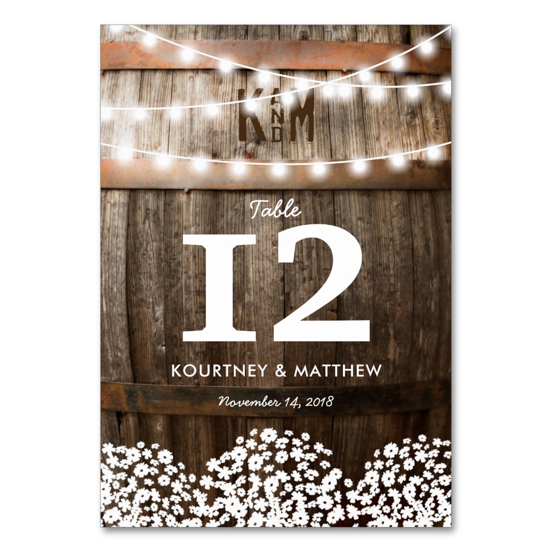 Rustic Country Wedding Table Numbers | Zazzle
