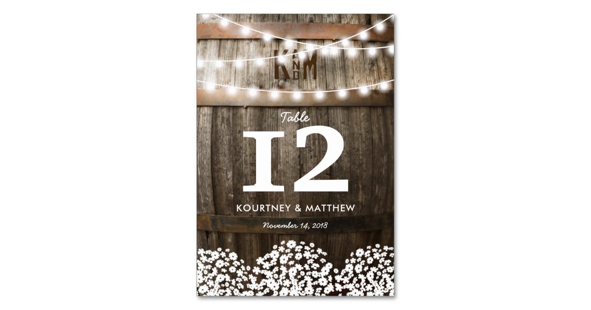 Rustic Country Wedding Table Numbers | Zazzle