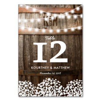 Rustic Country Wedding Table Numbers | Zazzle