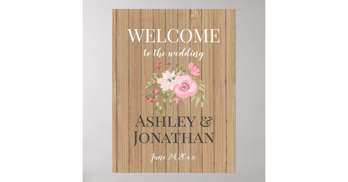 Rustic Country Wedding Welcome Poster | Zazzle