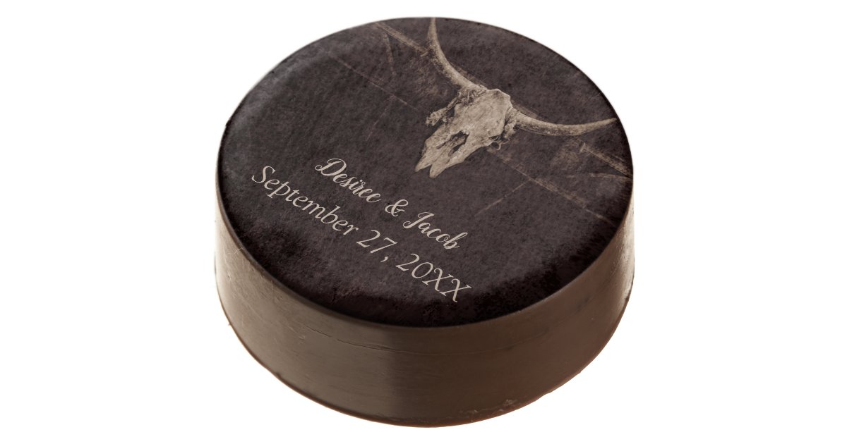Rustic Country Western Bull Skull Texture Wedding Chocolate Covered ...