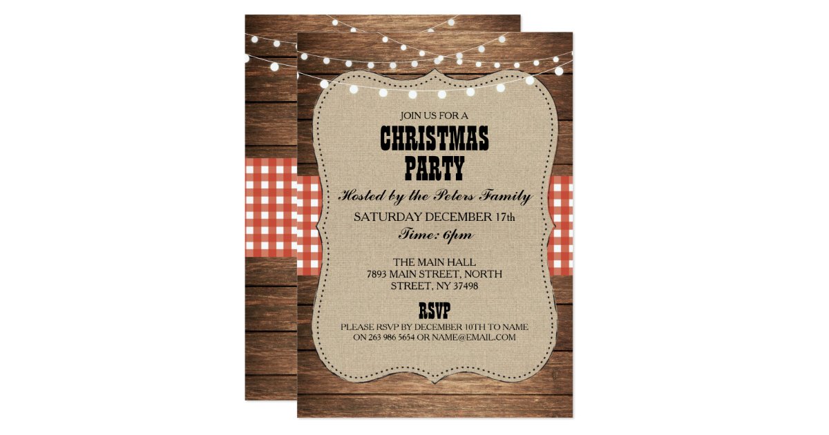 Rustic Country Western Christmas Dinner Day Party Invitation | Zazzle.com