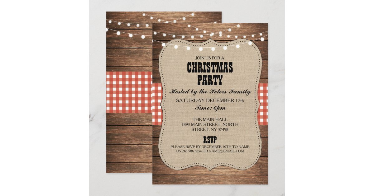 Rustic Country Western Christmas Dinner Day Party Invitation | Zazzle