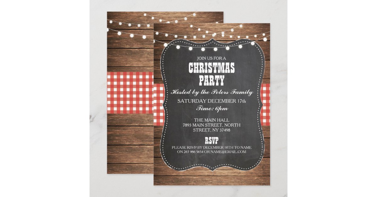 Rustic Country Western Christmas Dinner Day Party Invitation | Zazzle