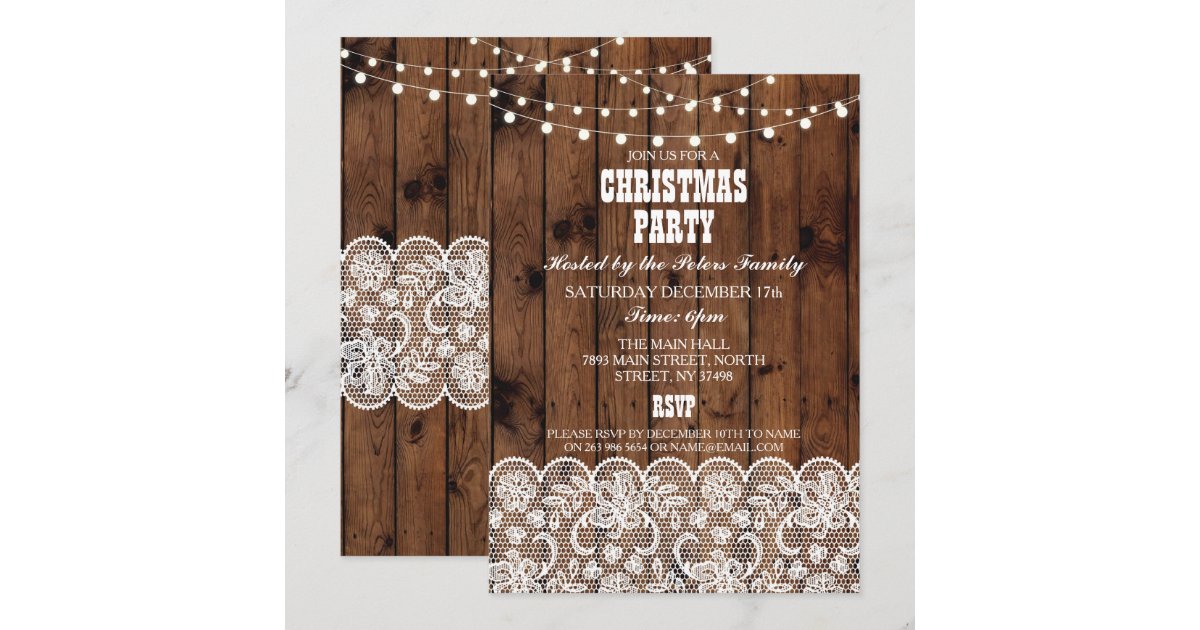 Rustic Country Western Christmas Dinner Day Party Invitation | Zazzle