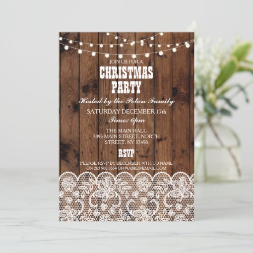 Rustic Country Western Christmas Dinner Day Party Invitation | Zazzle