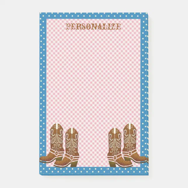 Rustic Country Western Cowboy Boots Personalize Post-it Notes | Zazzle