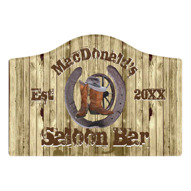 Rustic country western cowboy saloon bar door sign | Zazzle