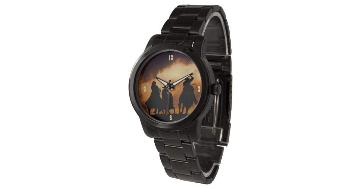 Rustic Country Western Cowboys Roping Watch | Zazzle