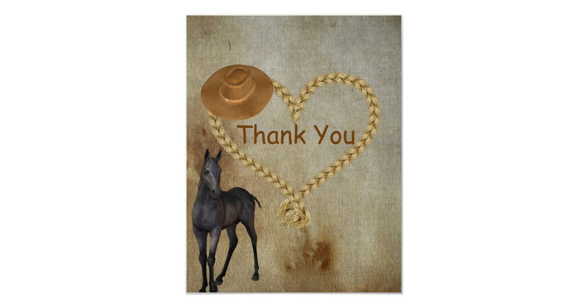 Rustic Country Western Thank You Card
