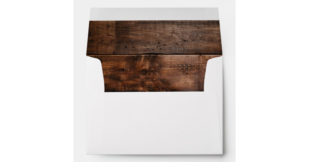Rustic Country Western Vintage Brown Wood Wedding Envelope | Zazzle