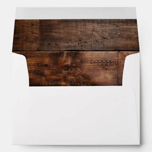 Rustic Country Western Vintage Brown Wood Wedding Envelope | Zazzle