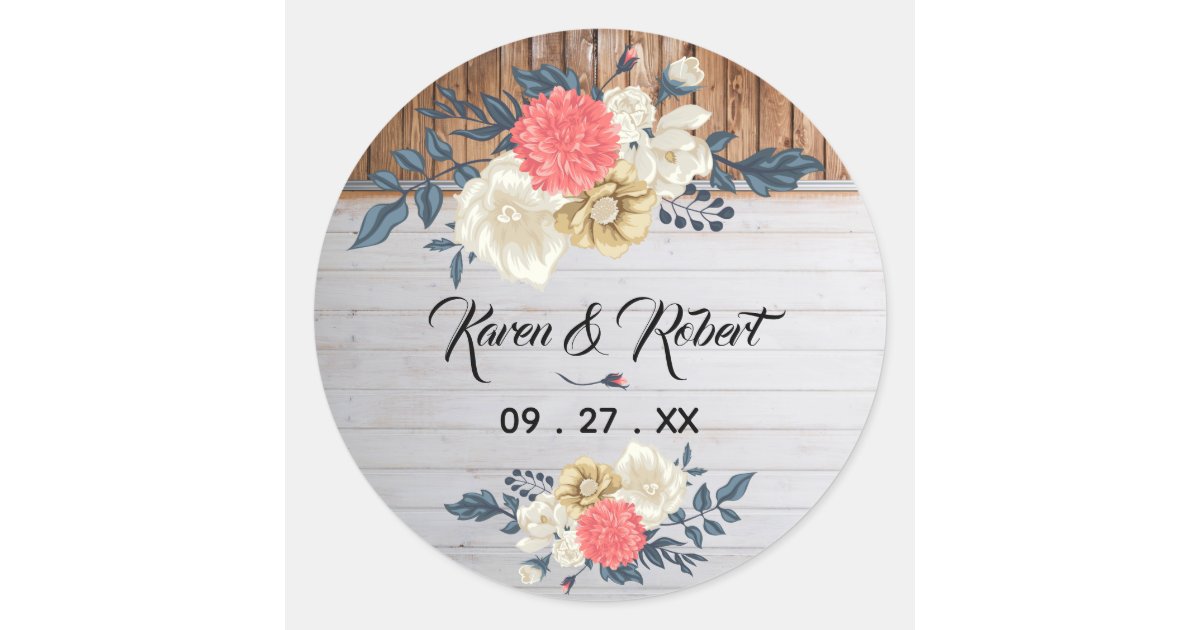 Rustic Country Western Wedding Classic Round Sticker | Zazzle